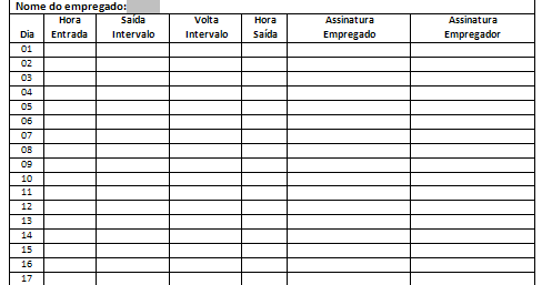 Modelo De Cartão De Ponto Para Empregada Doméstica - Pesquisa Cartões