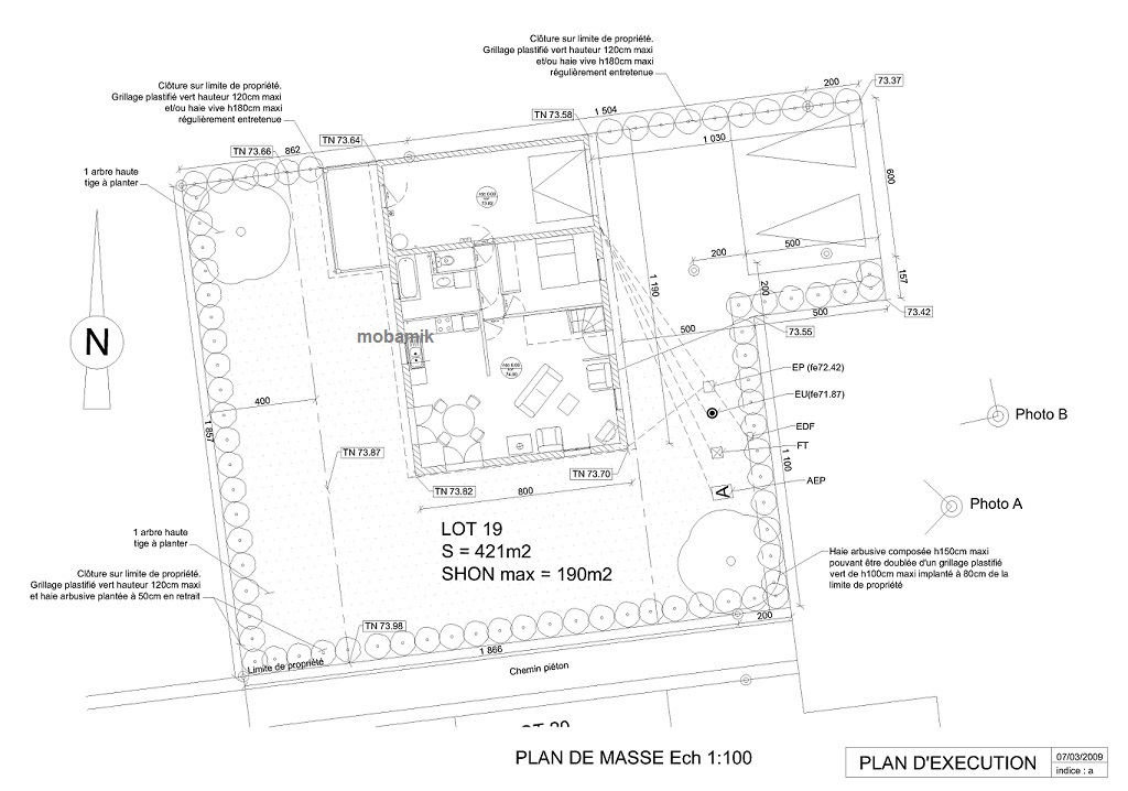 Plans de masse et d'éxécution de la maçonnerie