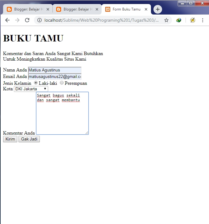 Belajar HTML simple: Cara Membuat Form "Buku Tamu" Dengan Script PHP