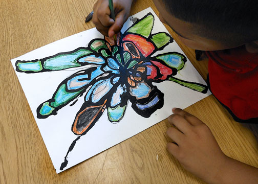 Earl Warren Arts: First/Second Grade Georgia O'Keefe Inspired Flowers