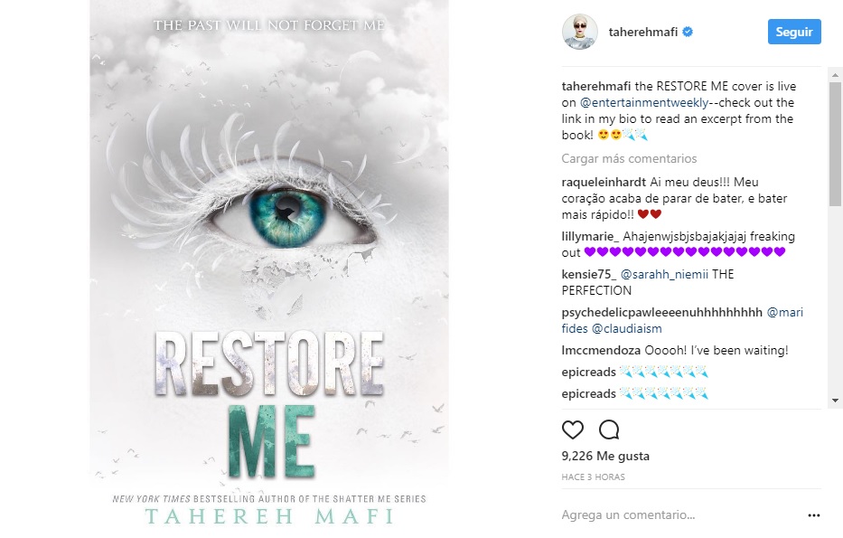 La vida de una lectora: Portada Revelada de "Restore Me", Nuevo Libro ...