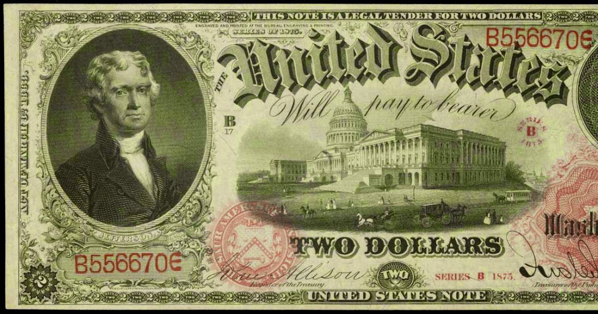 1875 Two Dollar Legal Tender Note “Bracelet Reverse”|World Banknotes ...