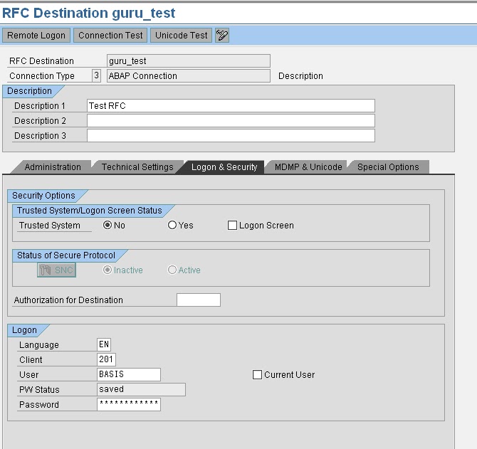 Sap Basis Tutorials How To Create An Rfc Connection In Sap 6082