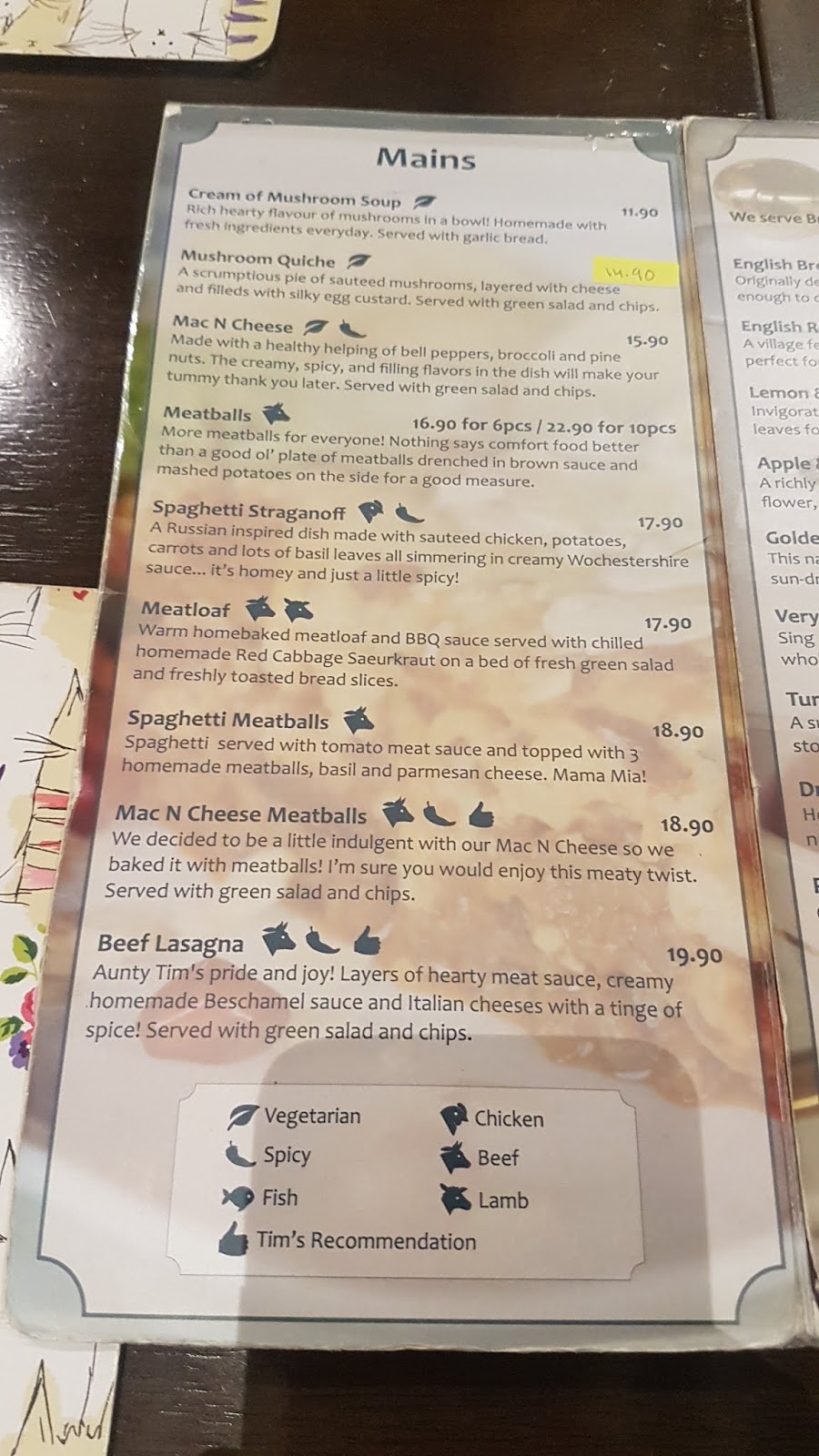 Tims Teapot Terrace Menu - soakploaty