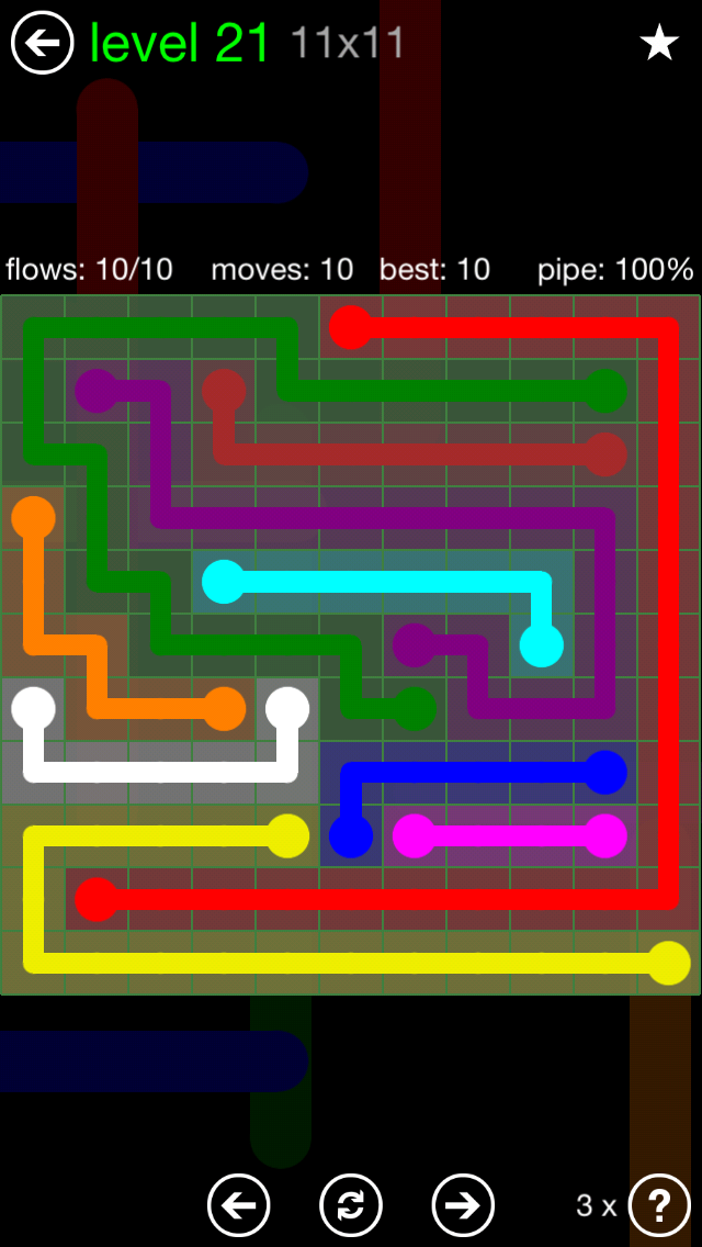 Flow-Free-Solutions (Çözümleri): 11x11 Mania (Levels 1-30)