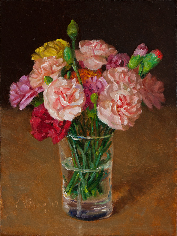 Wang Fine Art: carnation flower original painting still life flora