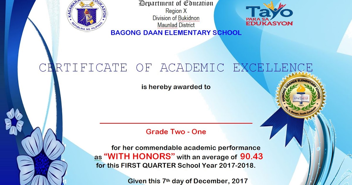 Certificate Of Academic Excellence - prntbl.concejomunicipaldechinu.gov.co