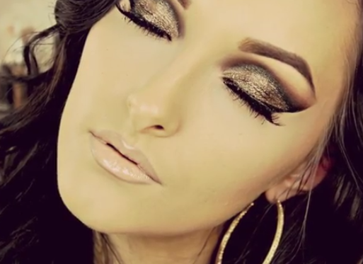 Kara's Glamour Blog: Exotic Gold Glitter Cut Crease Makeup Tutorial