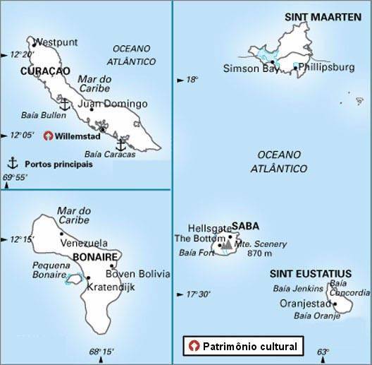Mapas das Antilhas Holandesas | Holanda