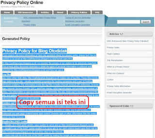 CaraOtodidak: Membuat Privacy Policy Blog