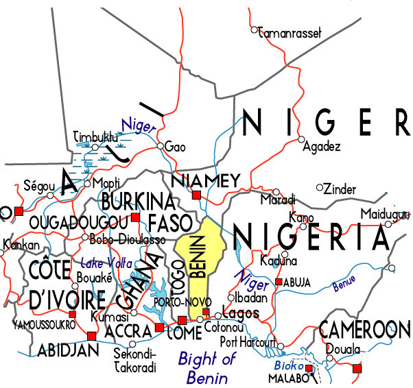 Map of Benin Country Area | Map of Africa Country Regional Political