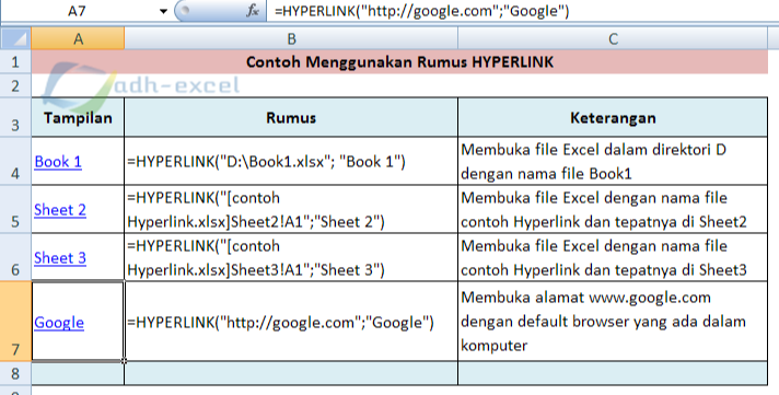 Cara Menggunakan Rumus HYPERLINK Untuk Membuka Dokumen Lain Dalam Excel ...