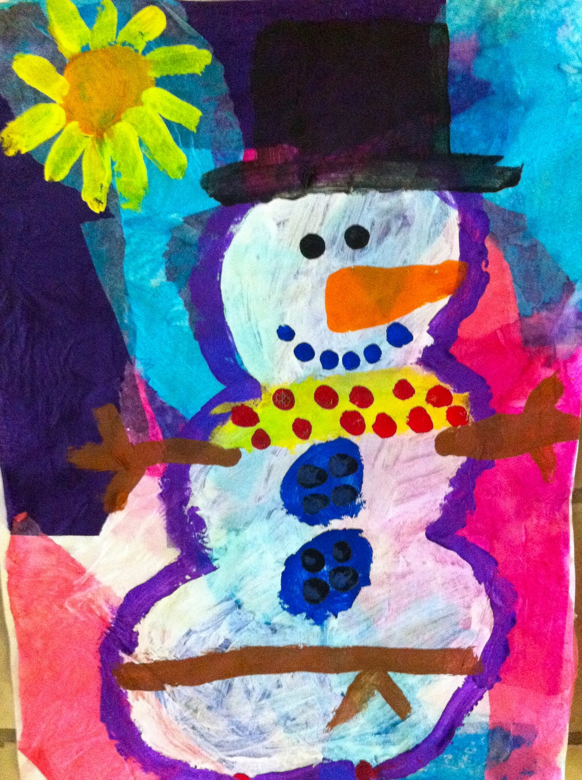 Expression of Imagination: "Collage Snowmen" by Third Grade
