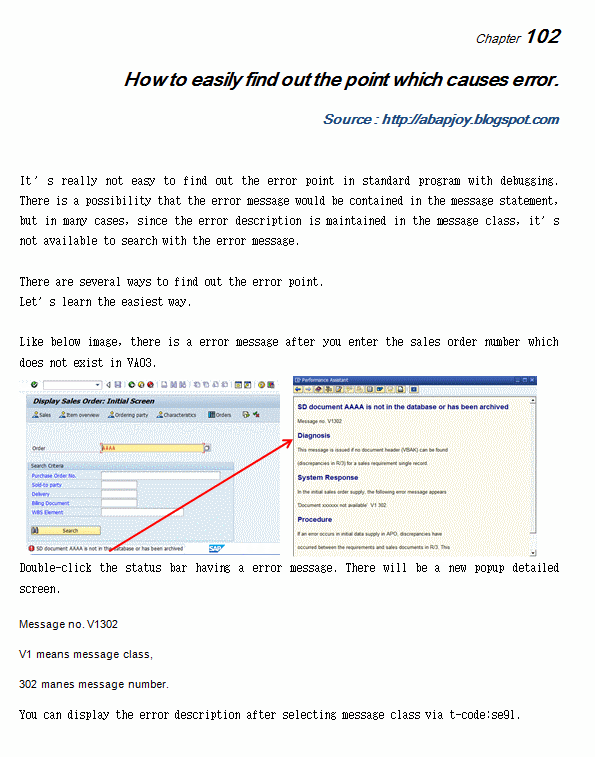 Abap Tip Note Abap Tip How To Easily Find Out The Point Which Causes Error