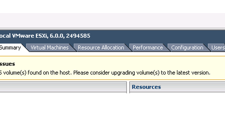 Virtualization The Future: Deprecated VMFS volume(s) found on the host. Please consider ...