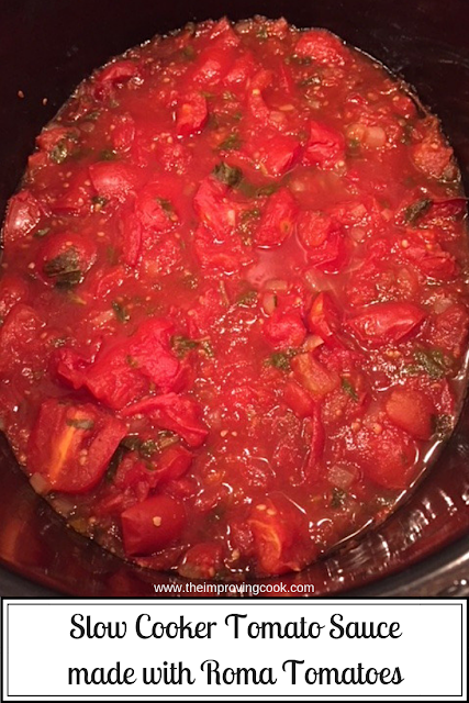 Slow Cooker Tomato Sauce made with Roma Tomatoes