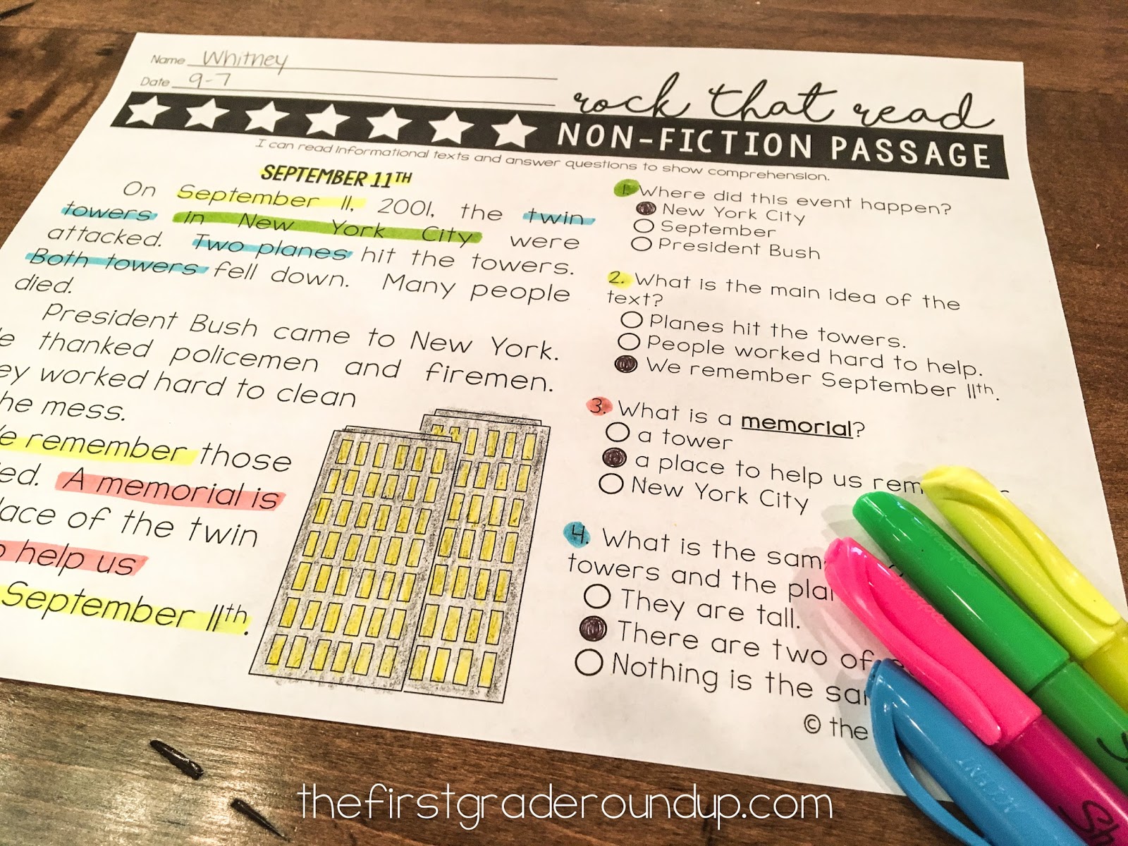 text evidence activities with first grade reading passages - The First ...
