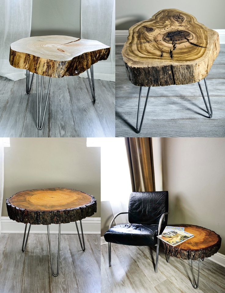 Kütük sehpa ve metal ayak modelleri