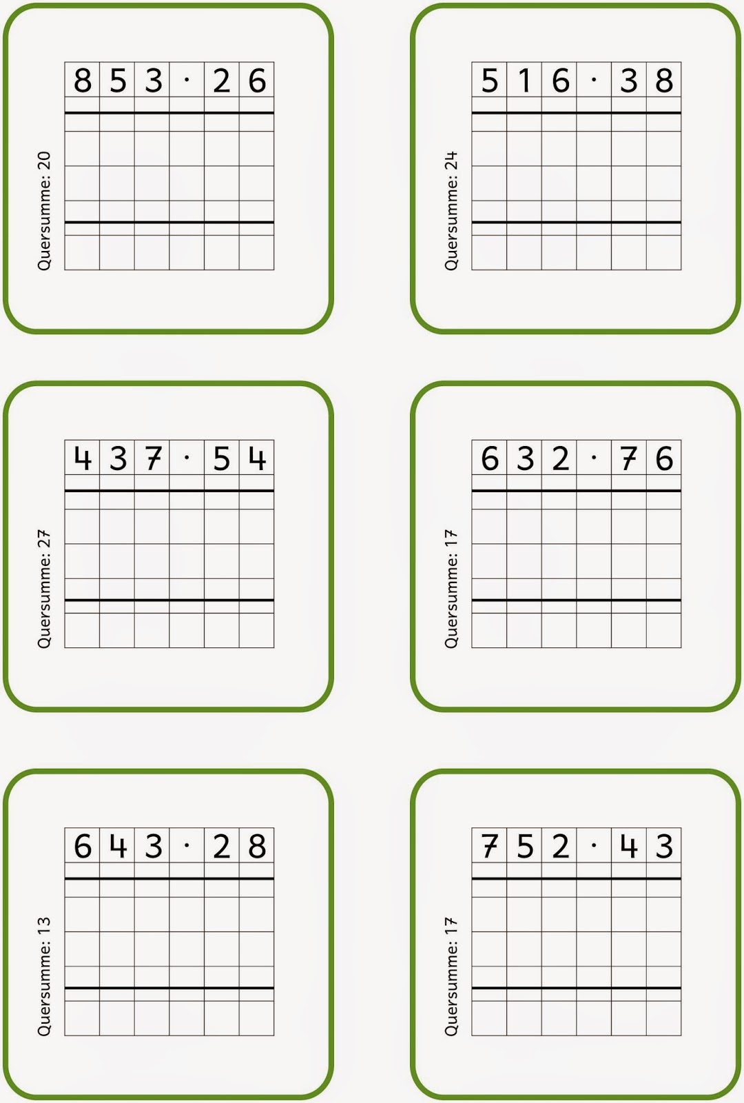 Lernstübchen: schriftlich multiplizieren (1)