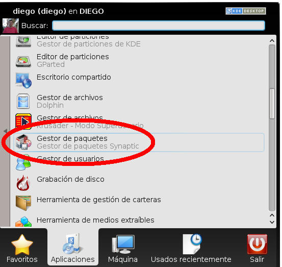 UsuarioDebian: Synaptic - Gestor de paquetes