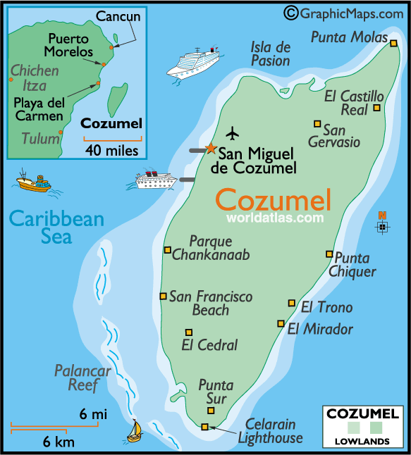 Cozumel Mapa Político Región | Mapa Político Ciudad Región Geográfica ...