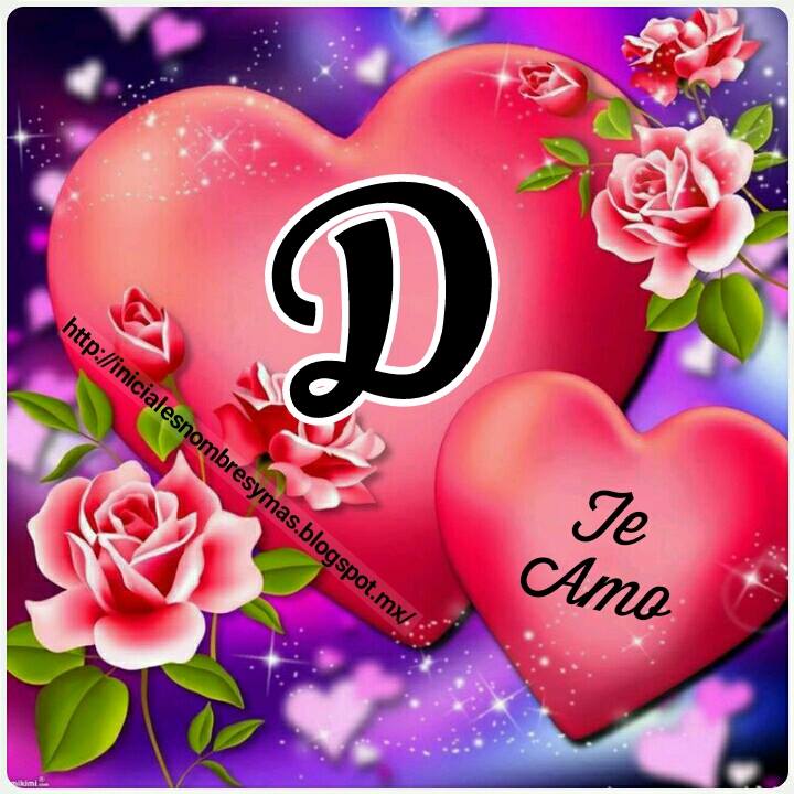 Iniciales Nombres y Más: Corazón con rosas e iniciales de la A a la I