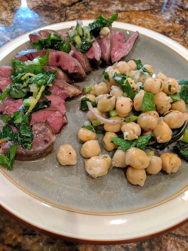 Chef Bolek: Broiled Lamb Hearts with Salsa Verde and Fresh Chickpea Salad