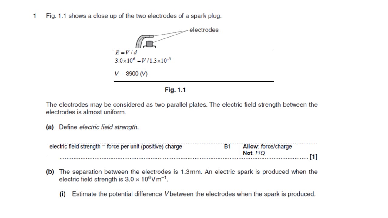 A Level Homework and Answers: Electric Fields questions