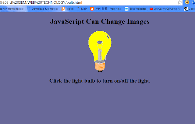 Create Javascript Program to Make a Light Bulb Turn on and Off