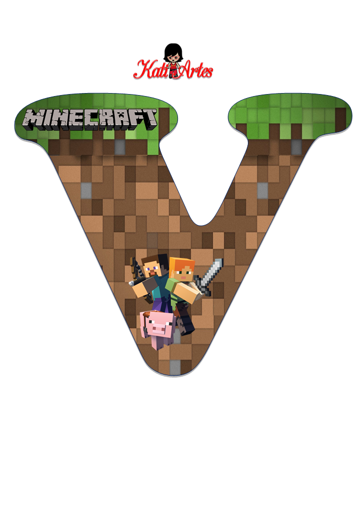 Molde de letras e números Minecraft para imprimir - Festa Free