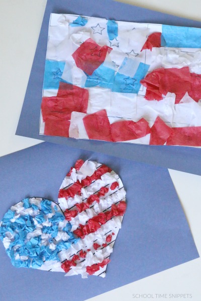 Tissue Paper Flag 4th of July Craft | School Time Snippets