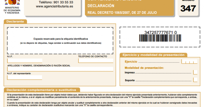 Cómo rellenar el modelo 347
