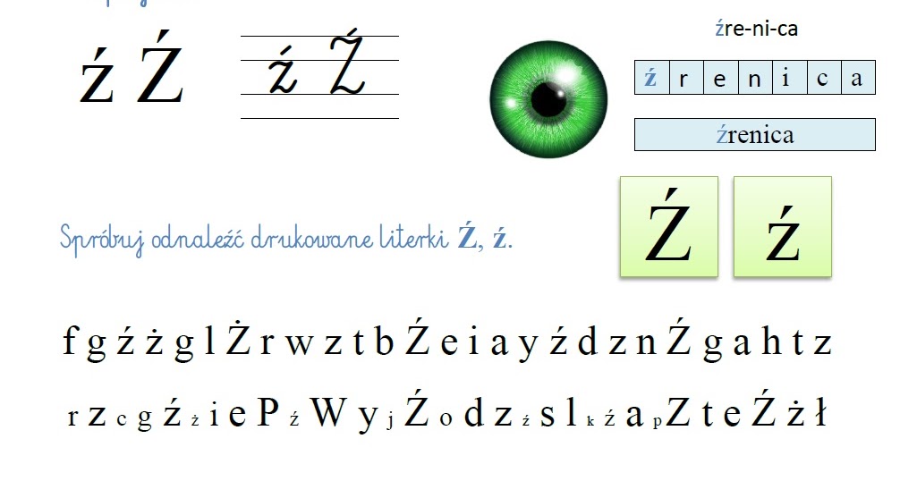 BLOG EDUKACYJNY DLA DZIECI: LITERKA Ź / ZMIĘKCZENIE Zi - KARTY PRACY