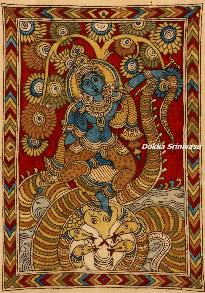 Heritage of India: Lord Sri Krishna Kaliyamardhanam kalamkari paintings