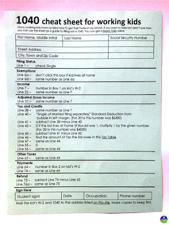 Scaffolded Math and Science: 1040 Income Tax Cheat Sheet