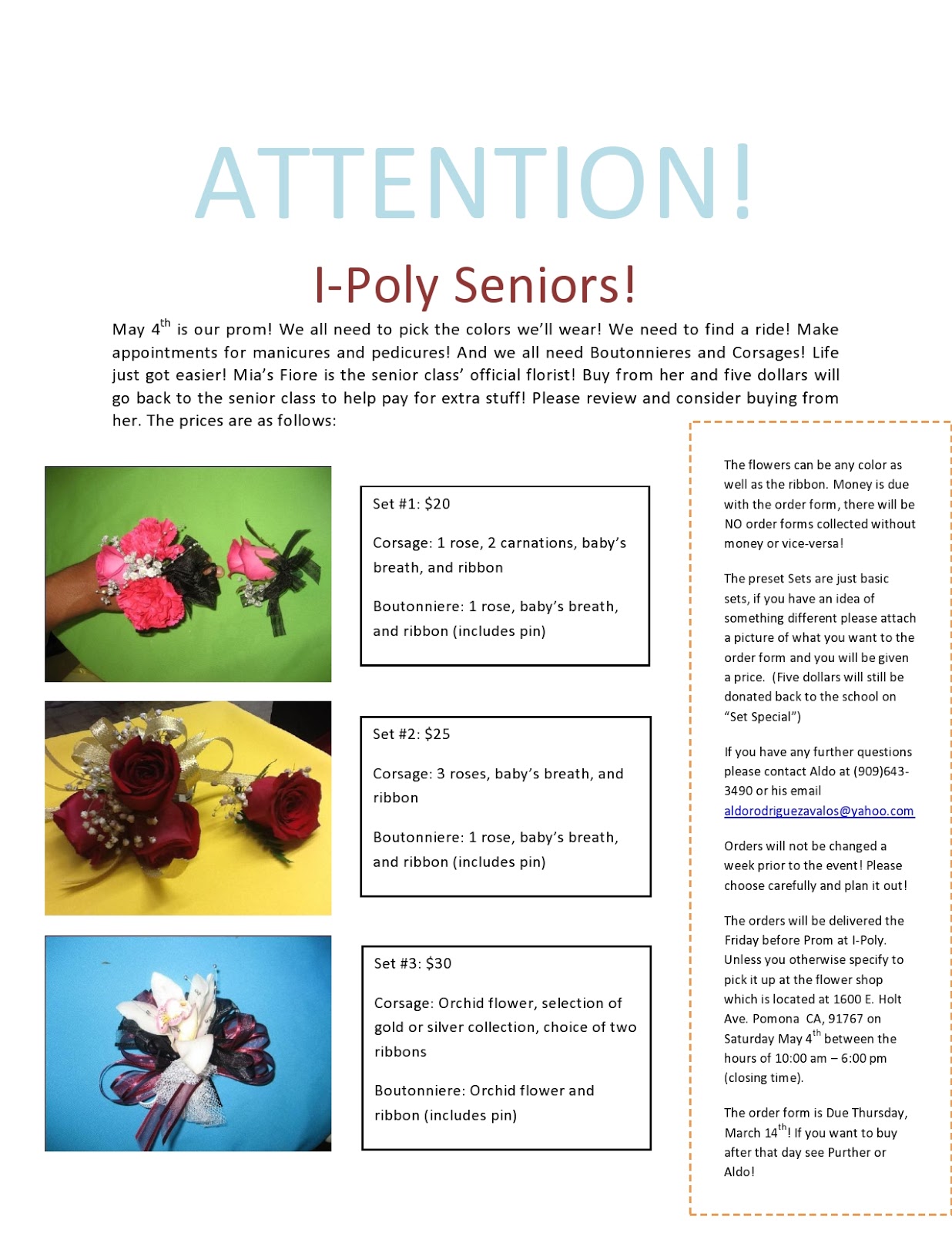 iPoly Class of 2013: Prom: Boutonnieres and Corsages