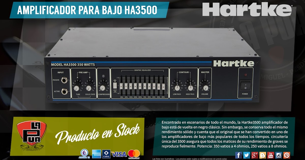 La Púa San Miguel: AMPLIFICADOR PARA BAJO "HARTKE" HA3500 - TIPO CABEZAL