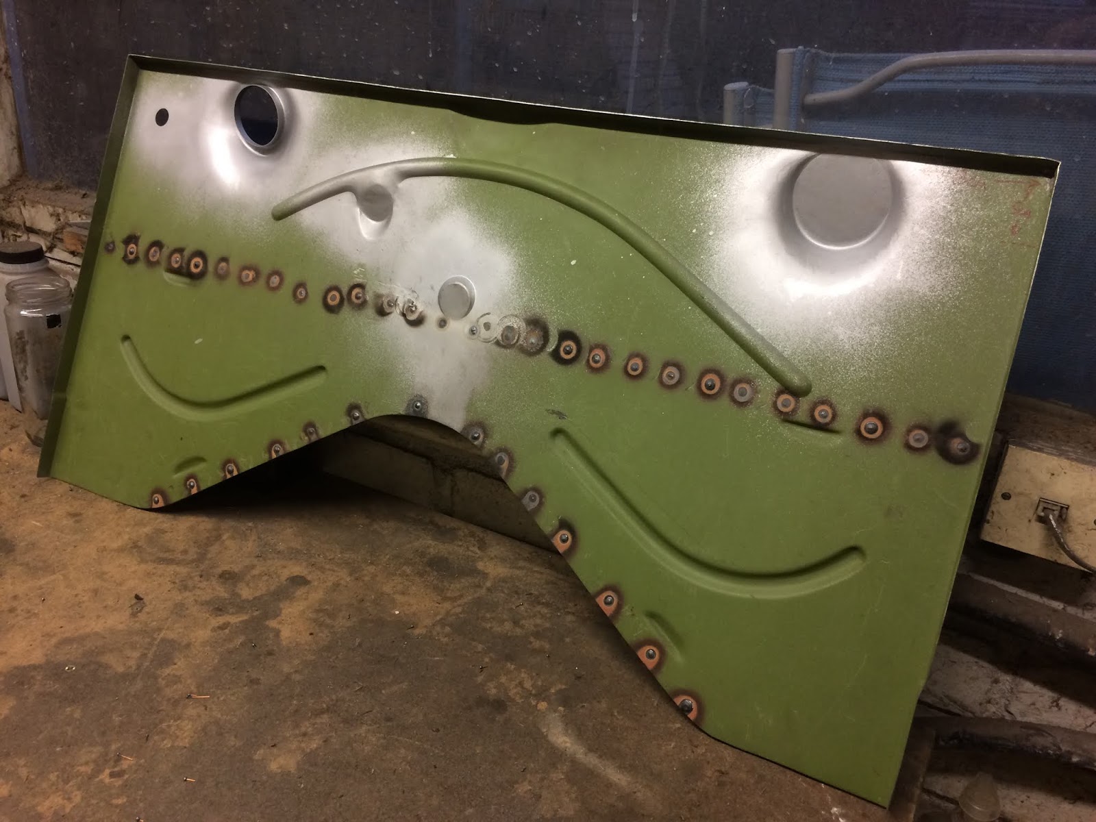 1965 VW Beetle Restoration: Uniting the front bulkhead panels