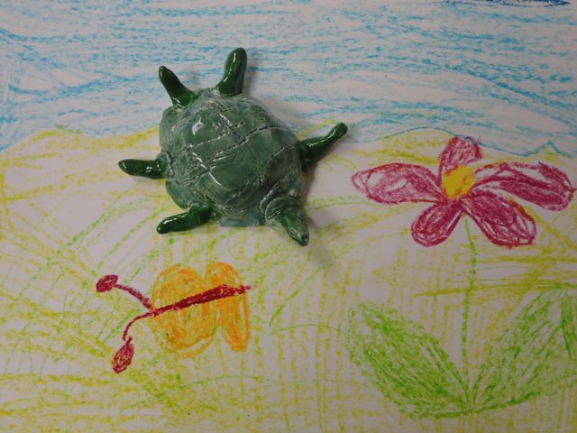 Splats, Scraps and Glue Blobs: 1st Grade Clay Turtles with Habitats