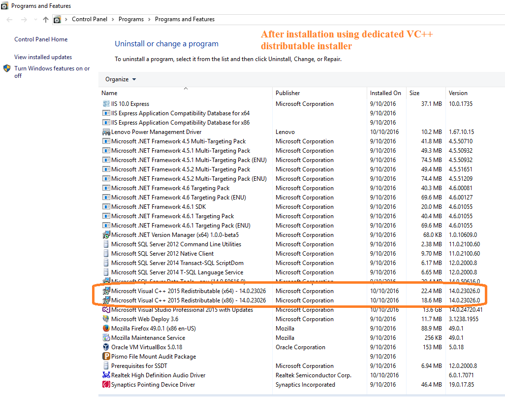 Team Explorer For Microsoft Visual Studio 2015 : Fatal Error During Installation