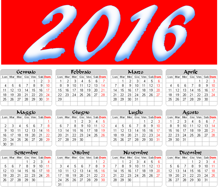 Calendario : Calendario 2016