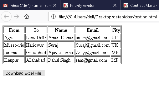 RAMSIS-CODE: Download HTML Table data into Excel file using javascript