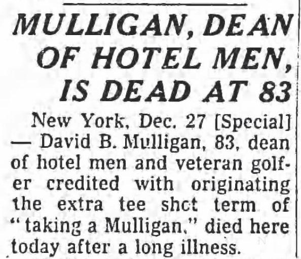 Early Sports and Pop Culture History Blog: Hey Mulligan Man! - a Second ...