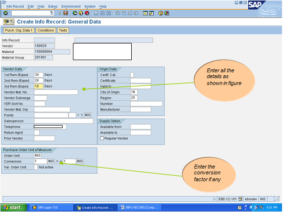 Free SAP Training Manuals: User manual for - “Info Record”