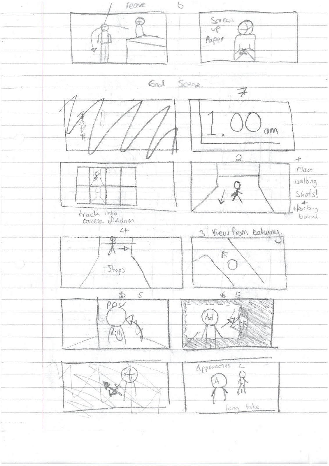 Drama Production : Shot List and Mock Up Storyboards