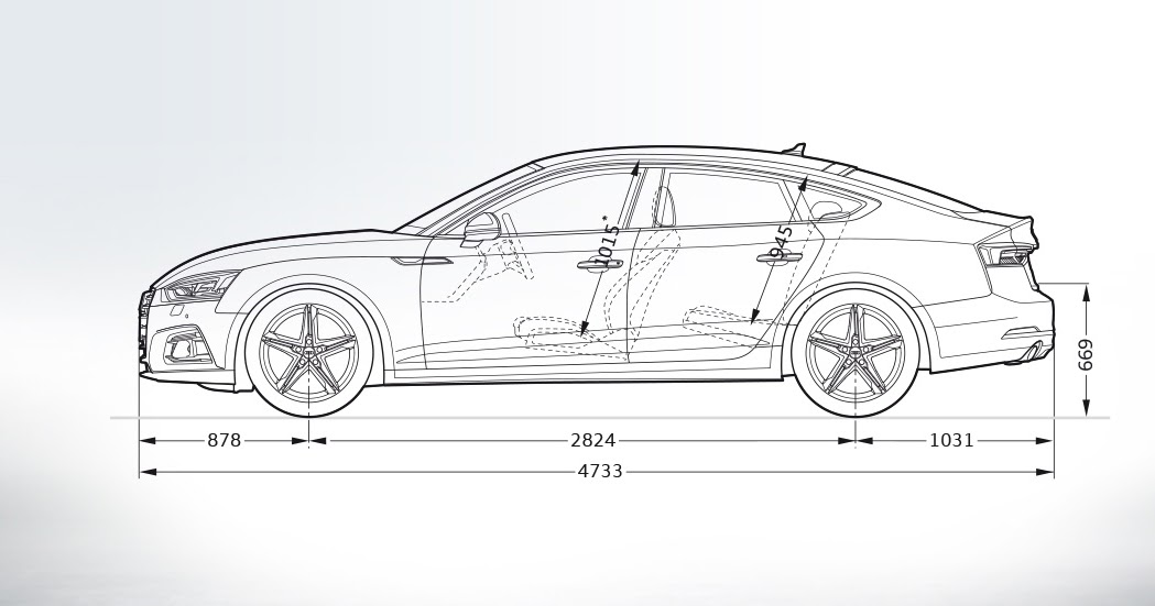 Audi A5 Sportback 2016-2017 Dimensioni e Misure bagagliaio