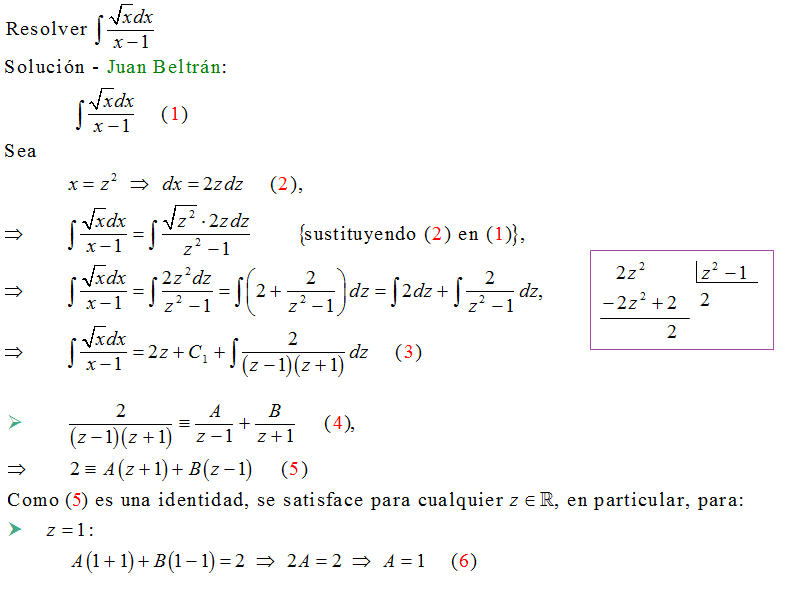Cálculo21: Obtención de una integral indefinida. Fracción impropia ...