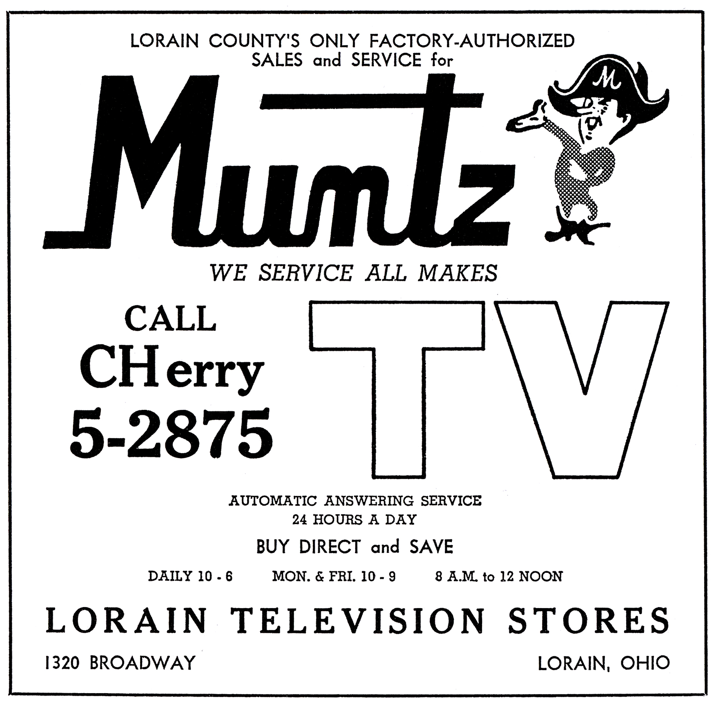 Brady's Bunch of Lorain County Nostalgia: Muntz TV Ad – November 18, 1957