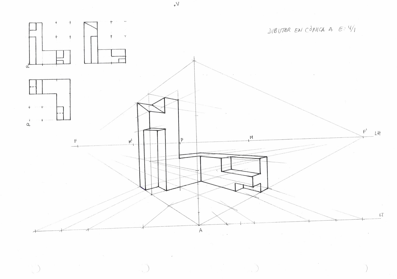 EL DOMINIO DEL DIBUJO: Perspectiva cónica oblicua. Bachillerato