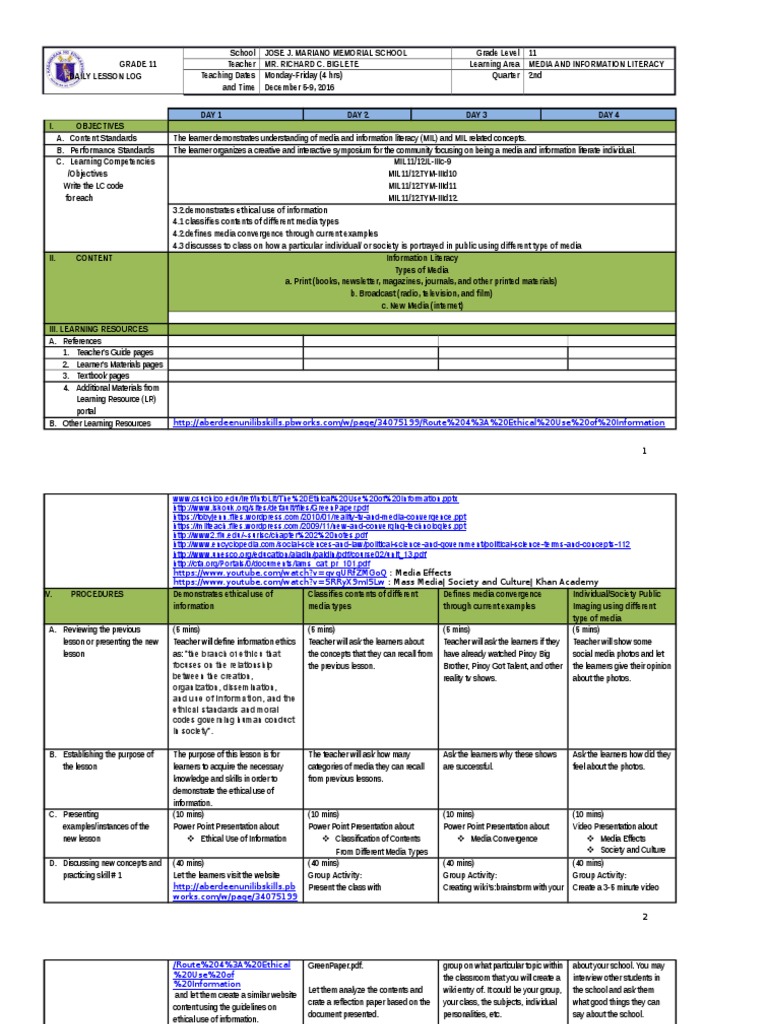 daily lesson log for grade 1 - philippin news collections